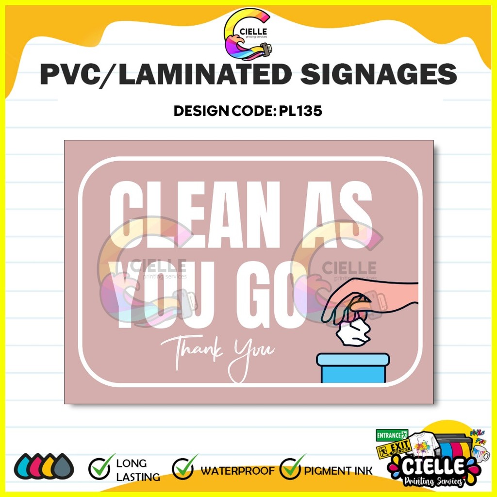 PVC/LAMINATED/STICKER SIGNAGES (PL11&PL12) - CLEAN AS YOU GO | Shopee ...