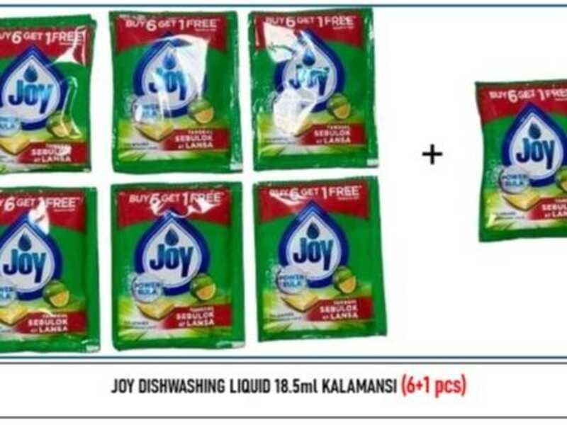 Joy Dishwashing Liquid Sachet 18.5Ml Kalamansi Promo Pack 6 Pcs + 1 ...