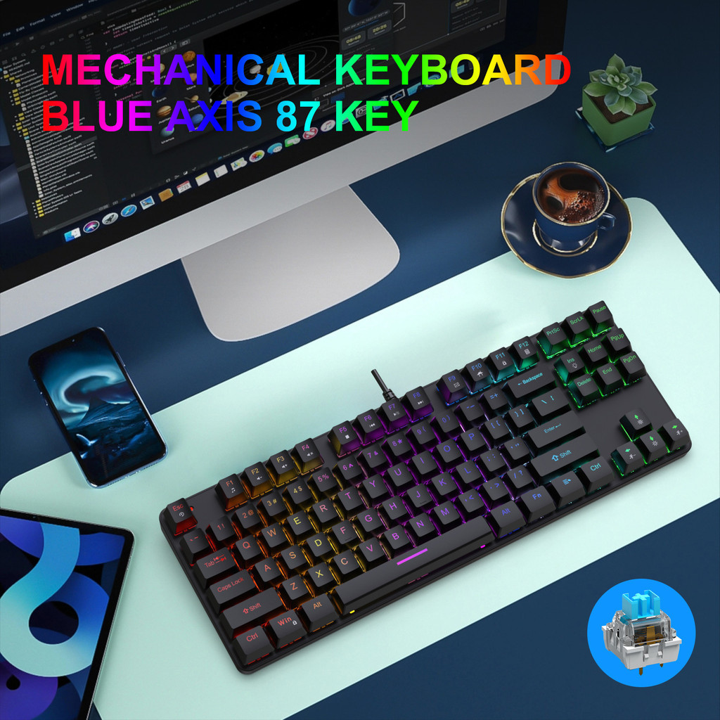 Mechanical Keyboard K87 Blue Shaft Red Shaft Tea Shaft Black Shaft ...