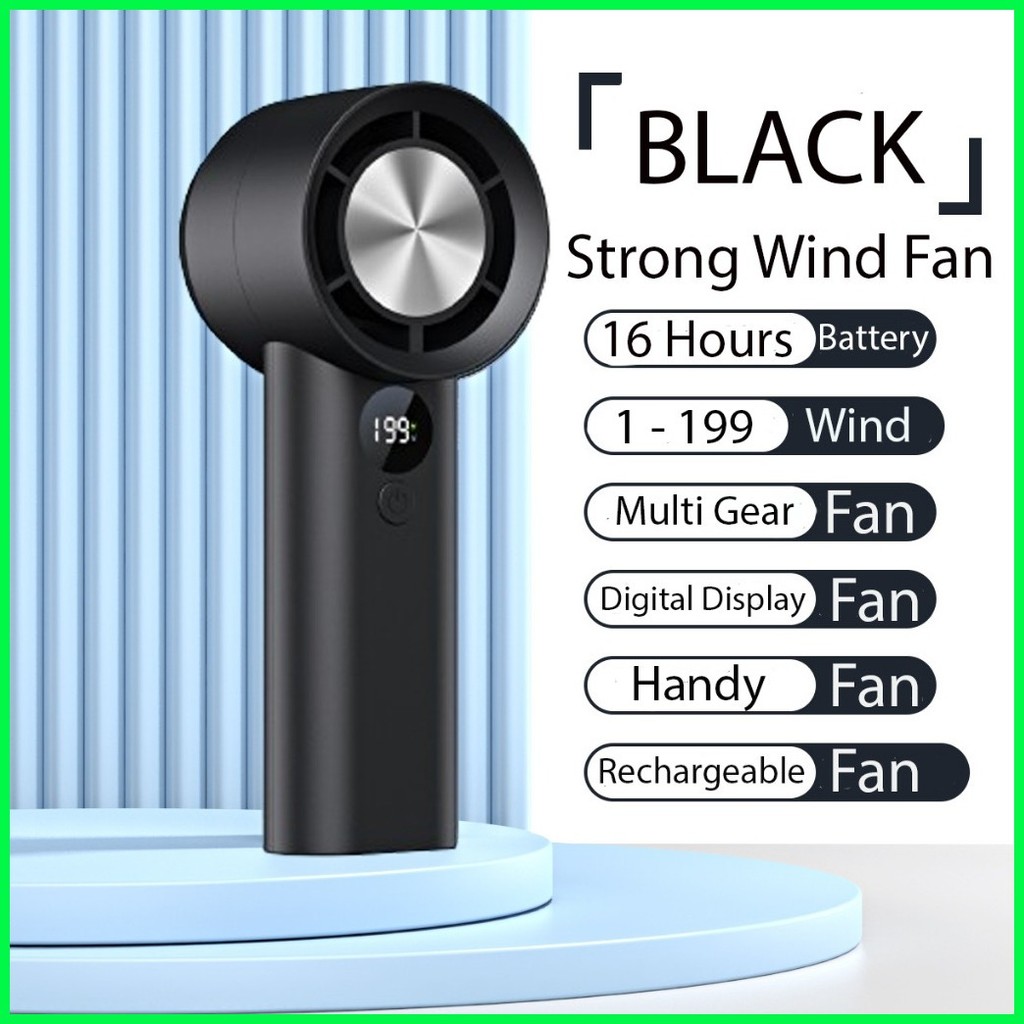 Portable Rechargeable T - 100 Handy Fan with 199 Wind Speed Gear with ...