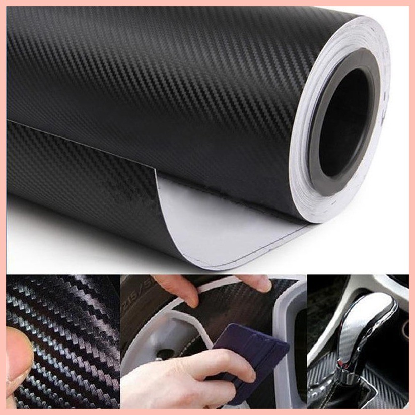 ⋨ 1 Feet Decals Wrap Stickers 1 Piece Waterproof 3D Carbon Fiber Car ...