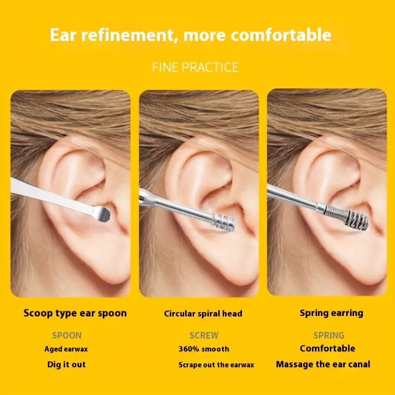 6Pcs/set Portable Ear Cleaner Set Earpick Ear Wax Remover Ear Curette ...
