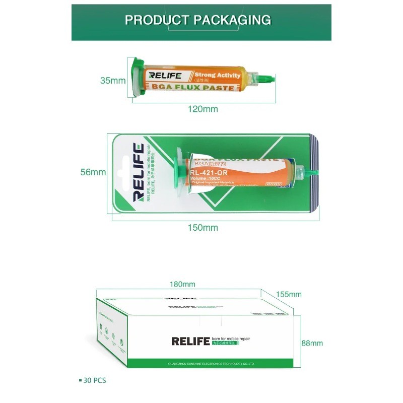 RELIFE Strong Activity Halogen Free BGA Flux Paste 10CC RL-420 RL-421 ...