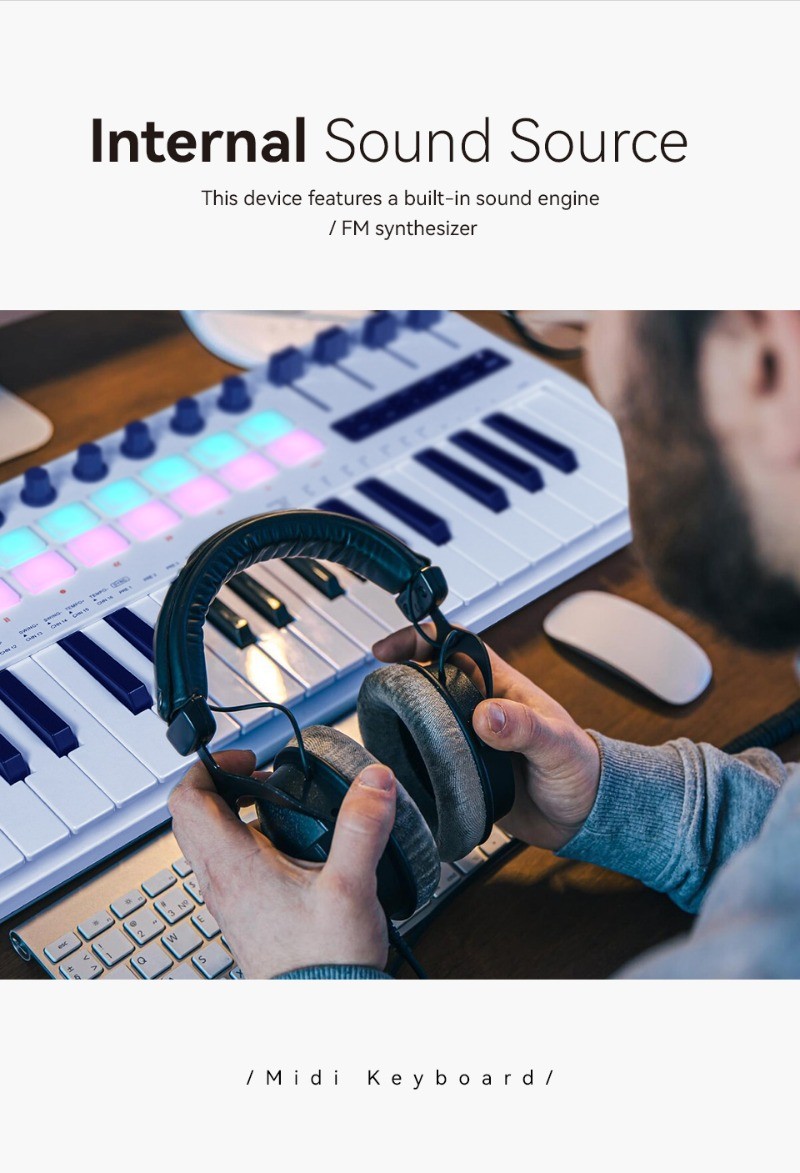 M-VAVE SMK-37 PRO Keyboard 37 Key 3.5mm MIDI 16 RGB Drum Padswith Sound ...