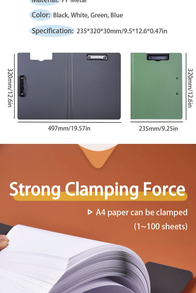 A4 Foldable Horizontal Double Documents Clipboard File Folder Paper ...