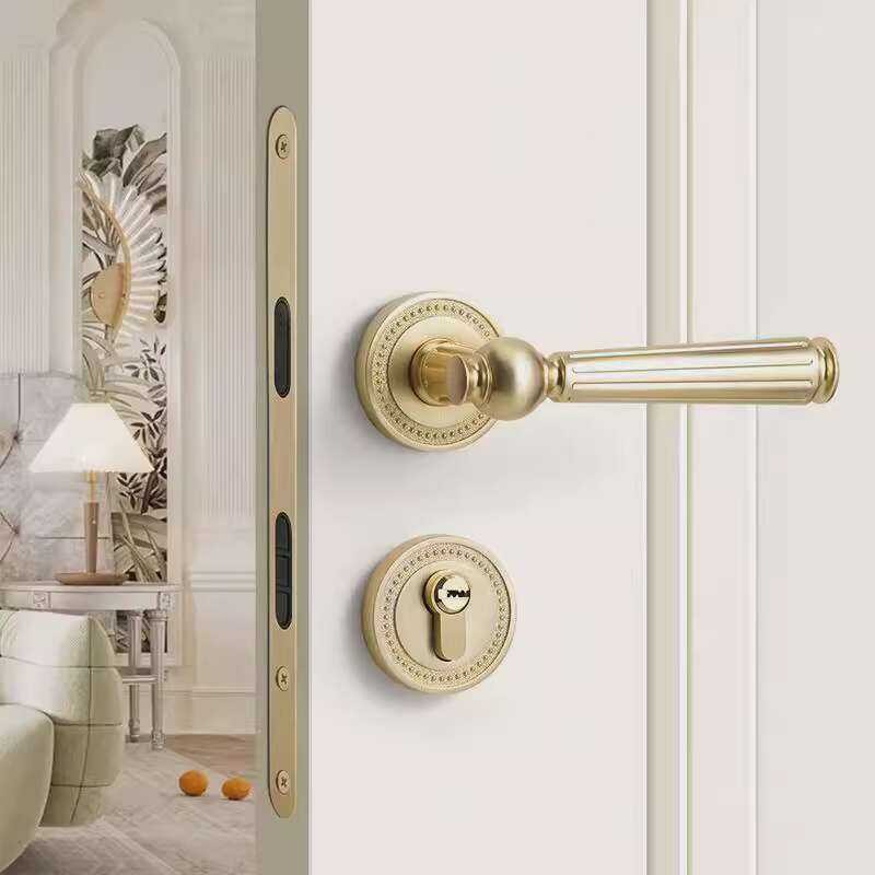 Ang kama kahoy sa loob lock, golden Pranses pinto hawakan, magnetic ...