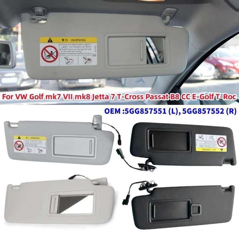 6 1/2Pcs Car Front Sun Visor Panel With Mirror For VW Golf 7 8 Jetta 7 ...