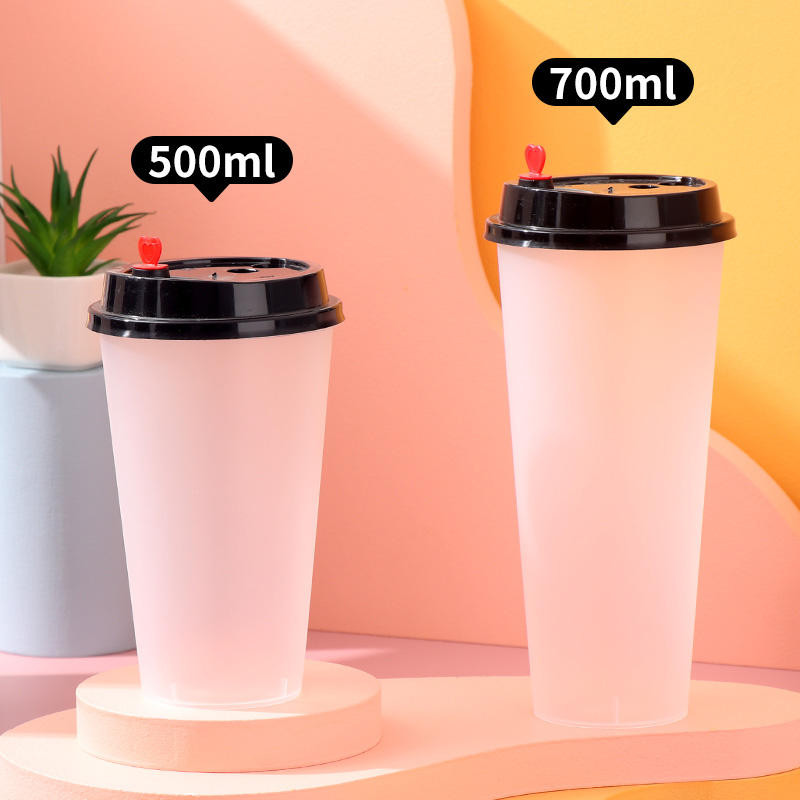 90-caliber Milk Tea Cup Disposable Commercial With Lid 500ml Matte ...