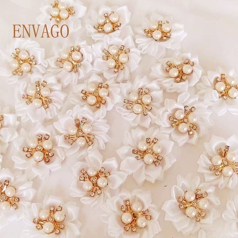 10PCS wholesale high quality handmade silk Rose Flower with pearl core ...