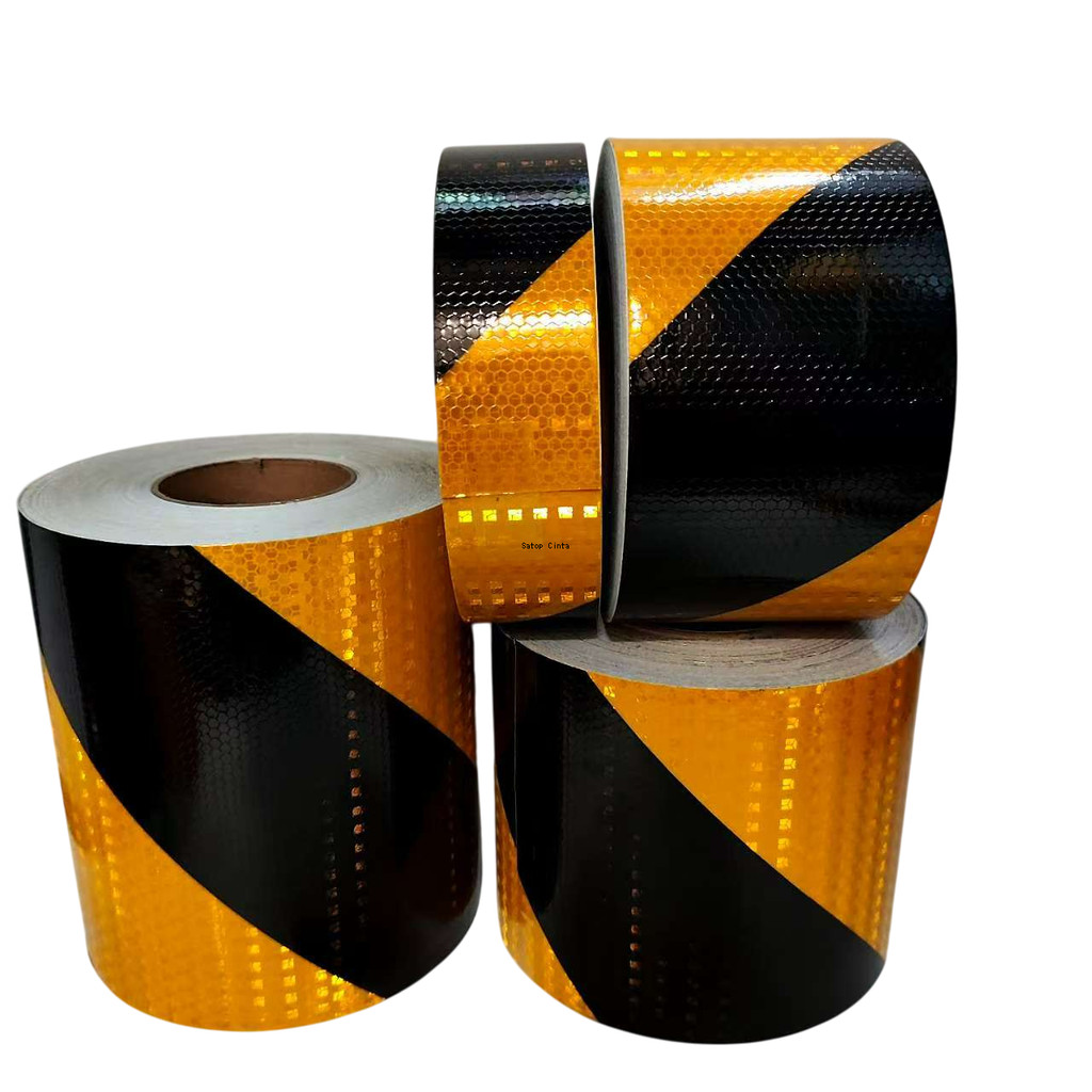 5cm/10cm/15cm/20cm*3m Reflective Tape Yellow-Black Left Or Right Twill ...