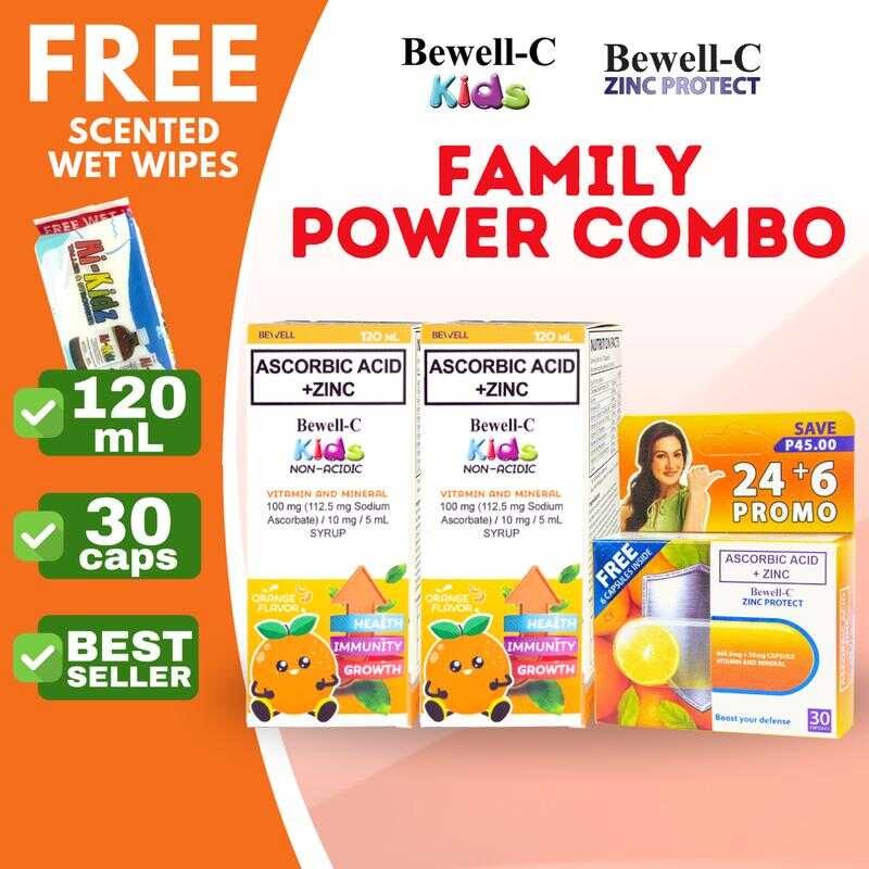 Family Power Combo Bewell-C Kids And Zinc Protect Non-Acidic Vitamin C ...