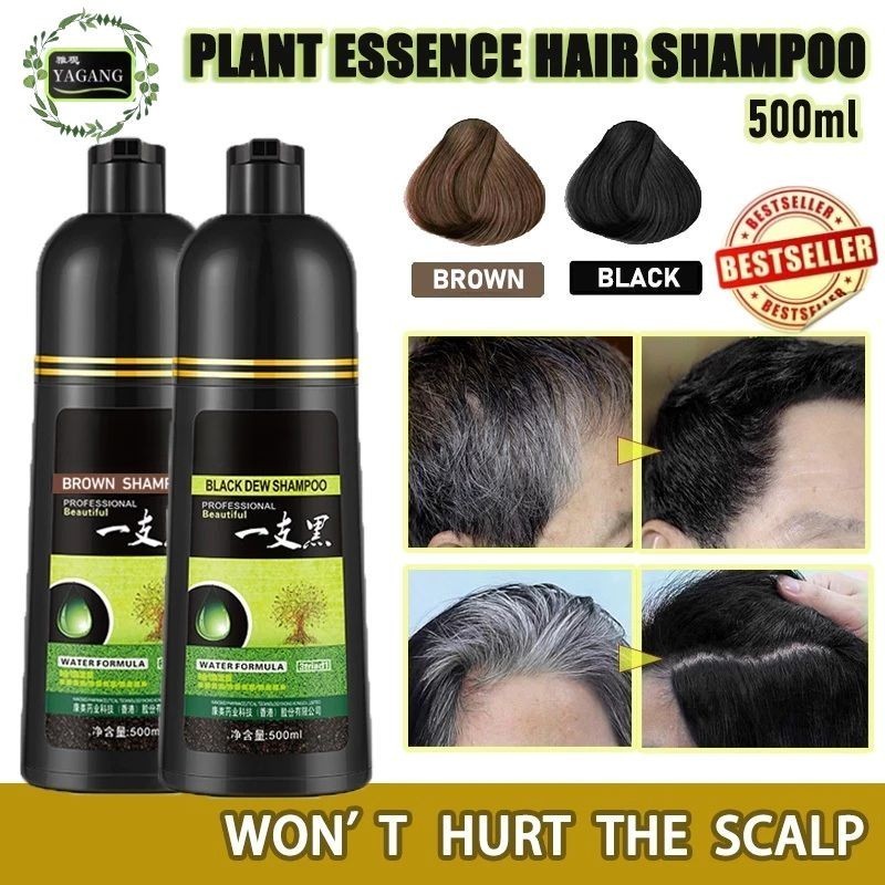 Herbal Hair Dye Shampoo Transforms hair Into Black/Brown Color Non ...