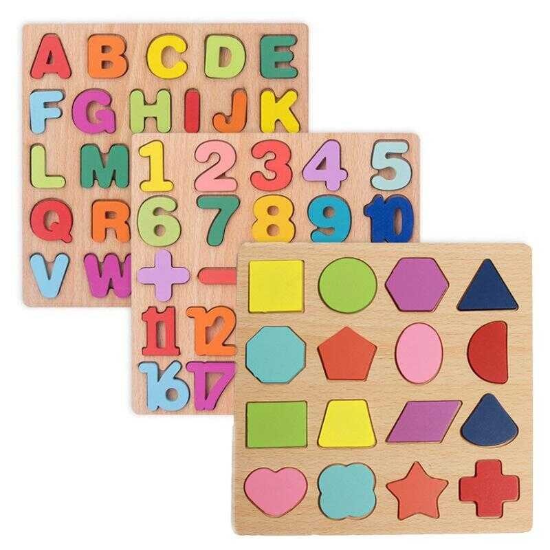ABC Alphabet Digital Puzzle Wooden Toys Kid Number Letter Shape ...