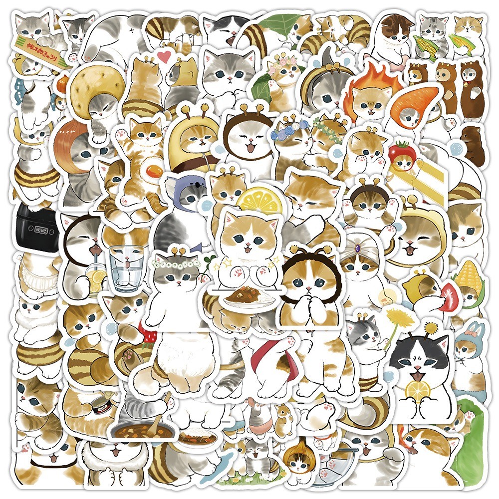 100PCS/Set Kawaii Kitten Stickers Cute Cartoon Cat Stickers Emoji DIY ...