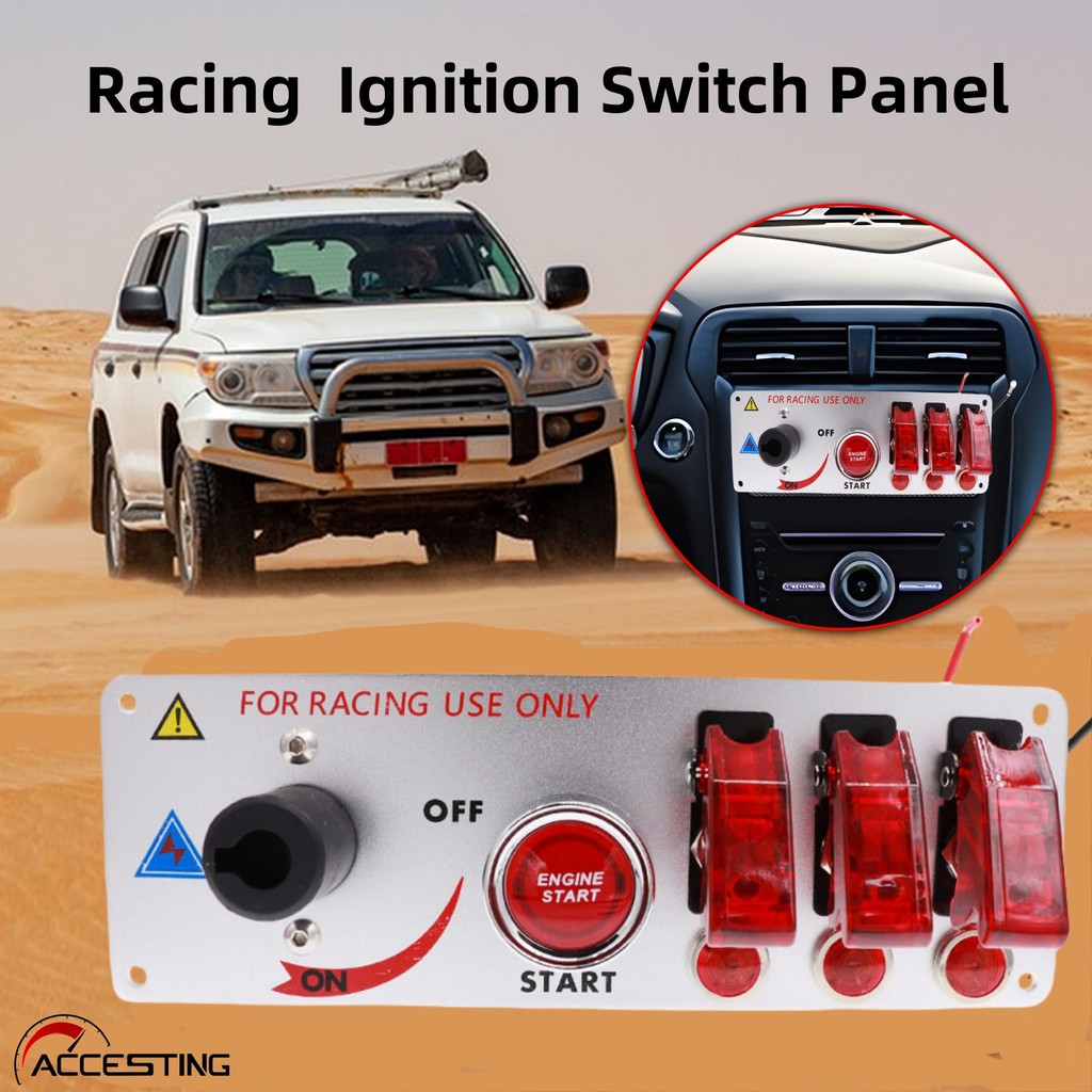 12V Car Ignition Switch Panel with Engine Start Button 5 in 1 Ignition ...