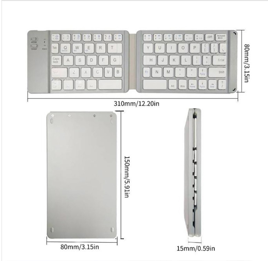 Mini Folding Portable Wireless Bluetooth Keyboard Rechargeable Office ...