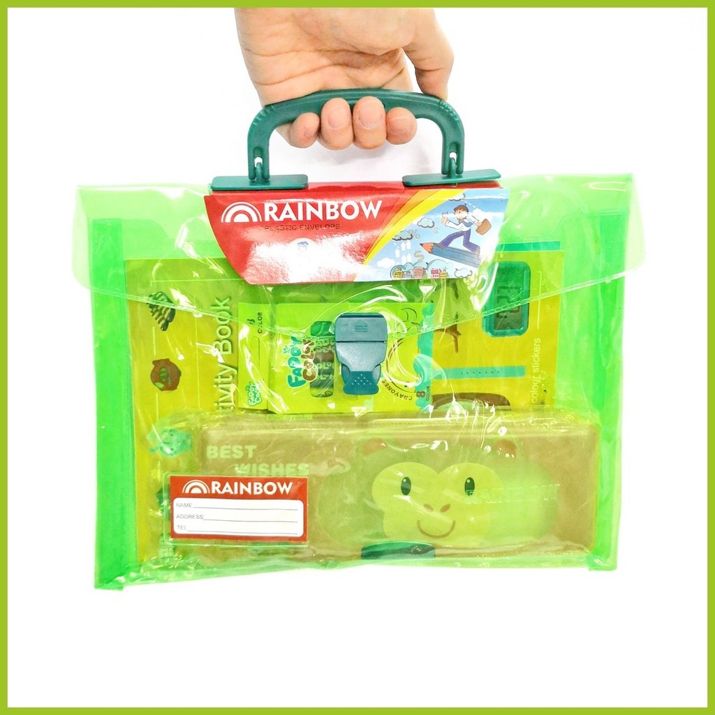 LONG RAINBOW EXPANDABLE PLASTIC ENVELOPE WITH HANDLE | Shopee Philippines