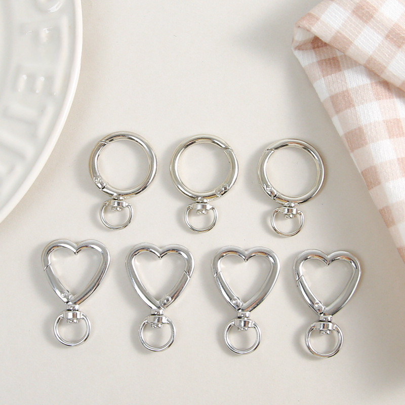 Heart Shape Circle Swivel Buckles Metal Spring Keyring Chain Keychain ...