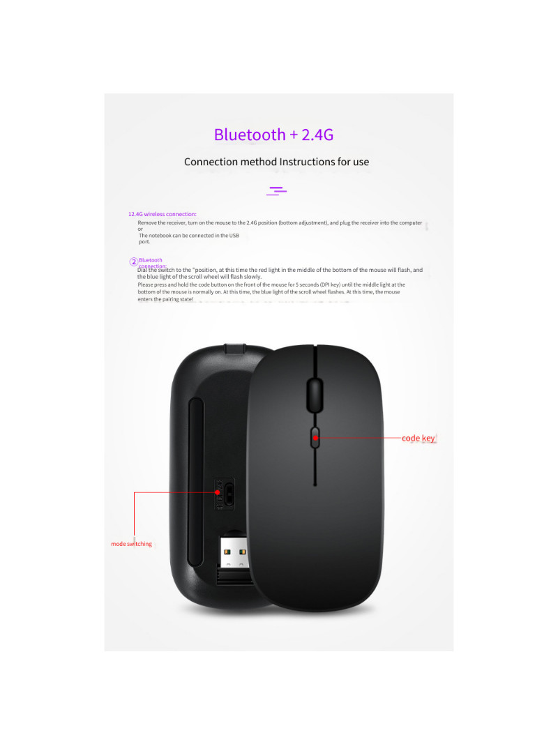 Wireless Bluetooth Mouse Dual-mode Charging Bluetooth Office Silent ...