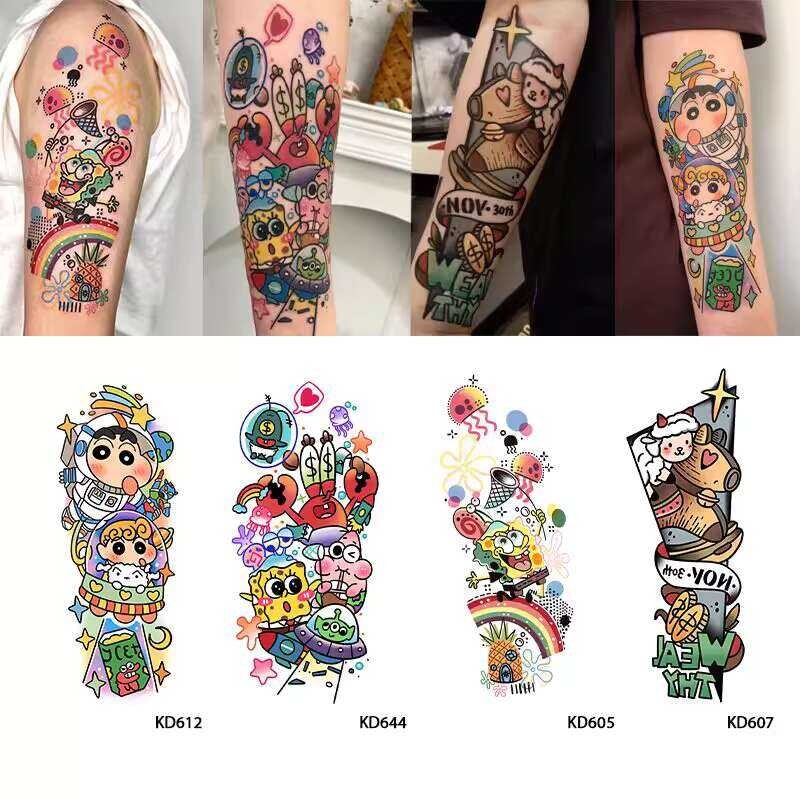 Spongebob Crayon Shin-Chan Large Scar Covering Colorful Tattoo Stickers ...