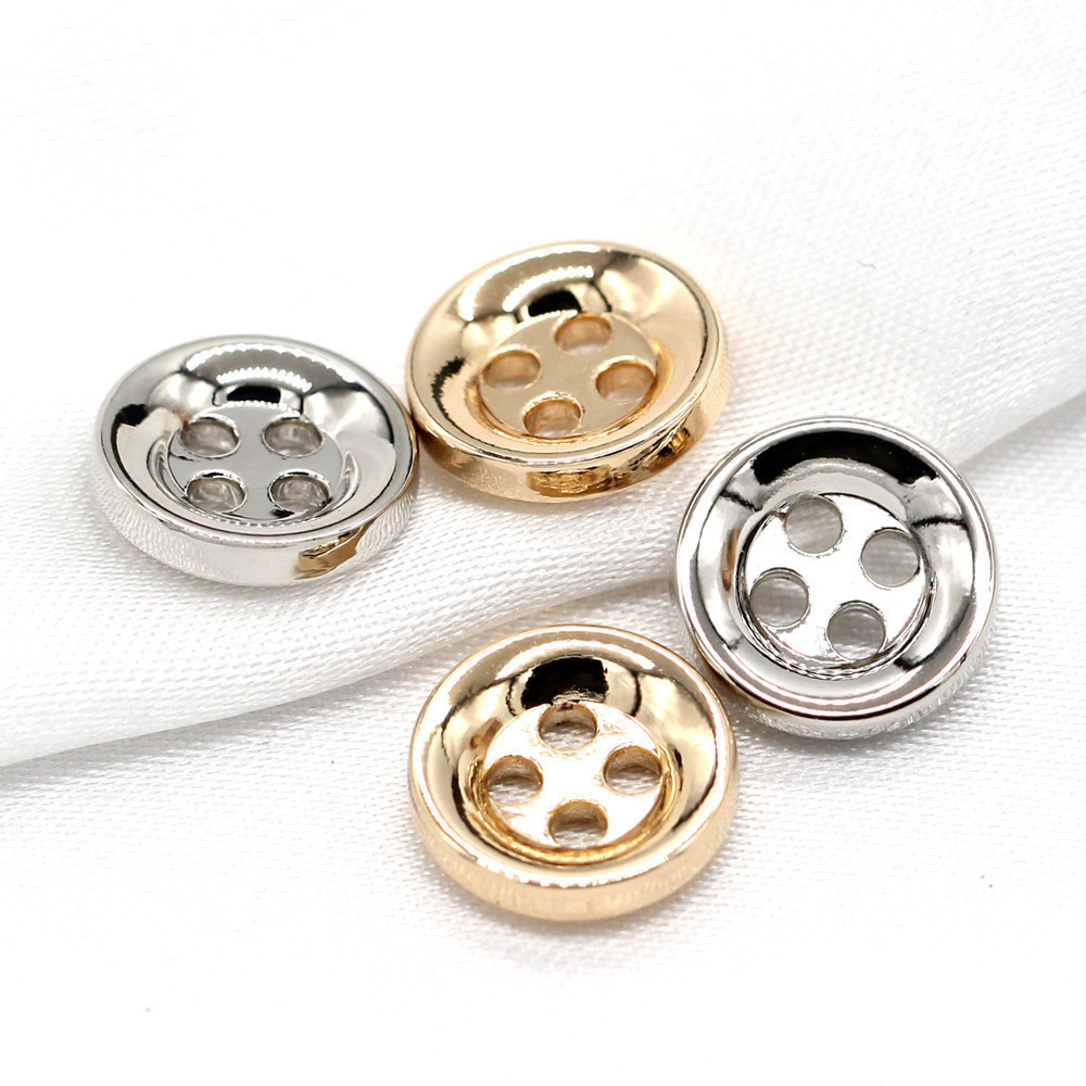 20Pcs/set 4 Holes 10mm Round Gold Metal Shirt Buttons for Sewing ...