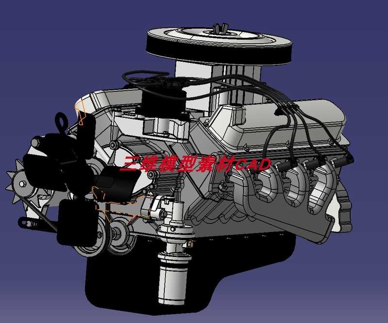 V8 engine car engine model with internal parts 3D geometric model ...