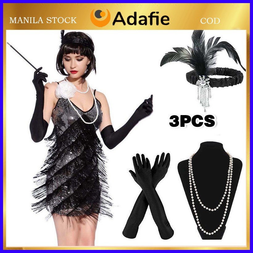3pcs/set 1920s Cosplay Great Gatsby Party Costume Kit Pearl Necklace ...