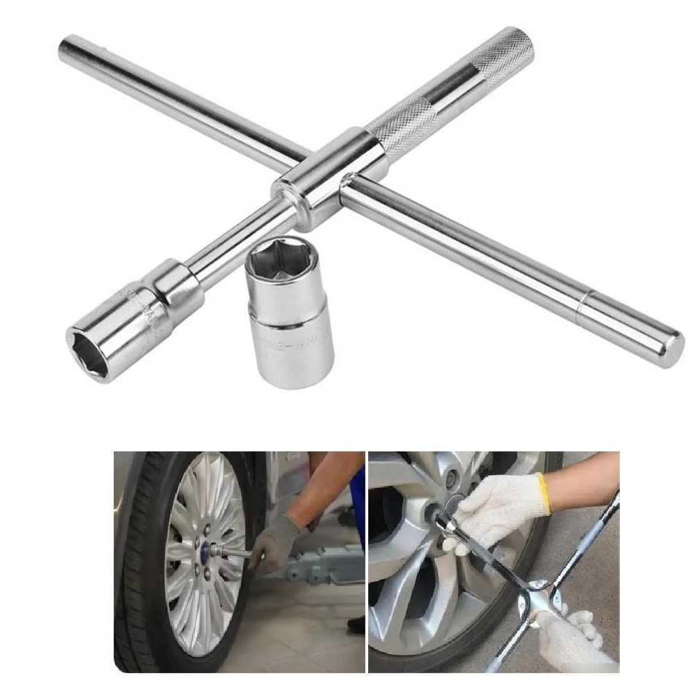 【LADYFT】4-Way Extended Lug Wrench Car Tire Iron Nut Wrench Set Heavy ...
