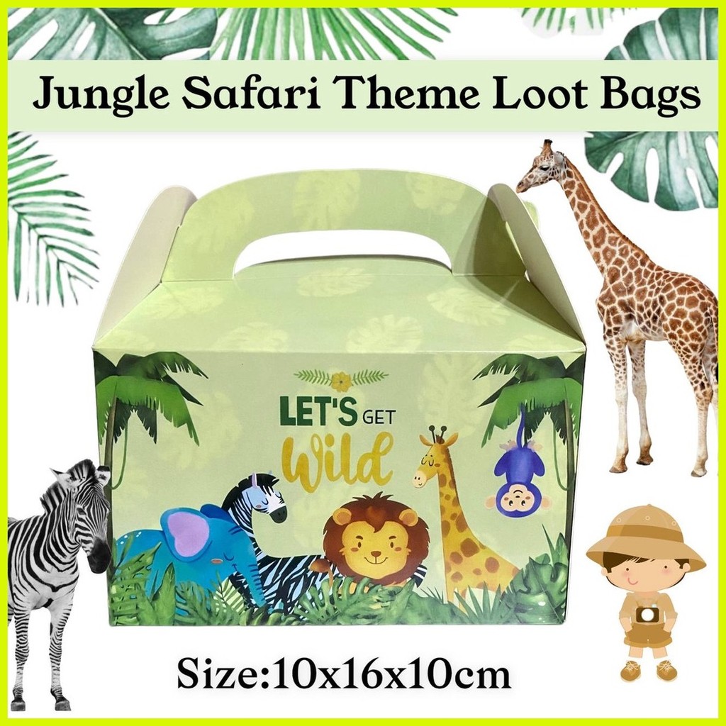 Jungle Safari Theme Animals T Candy Bag Loot Box for Birthday Party ...