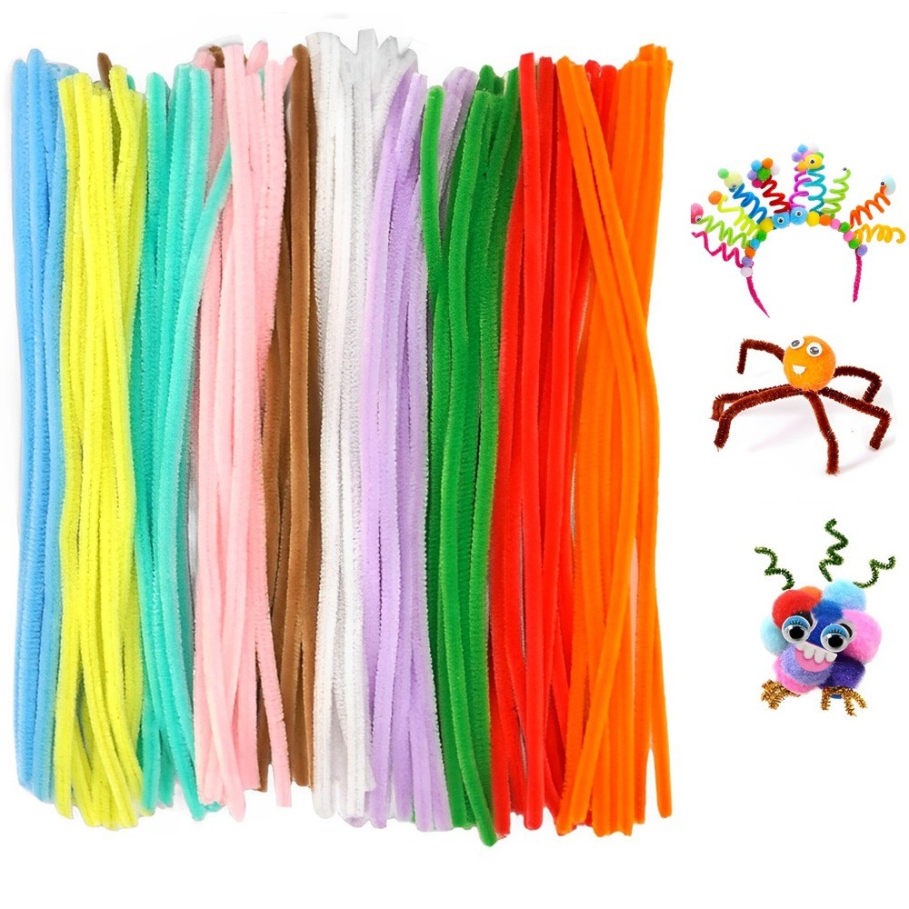 100Pcs DIY Multicolour Fuzzy Wire Bouquet Material Twisted Stick Craft ...