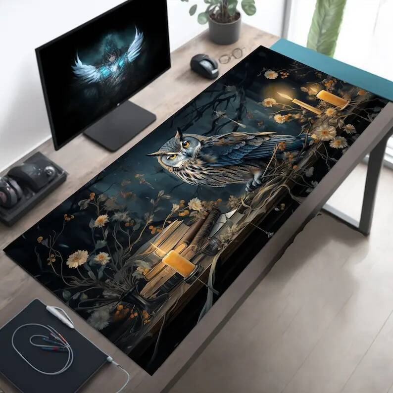 The Wisdom of Owls Cute Desk Mat Owl Desk Pads Gaming Mouse Pad 40x90cm Gamer Mousepad XXL Game ...