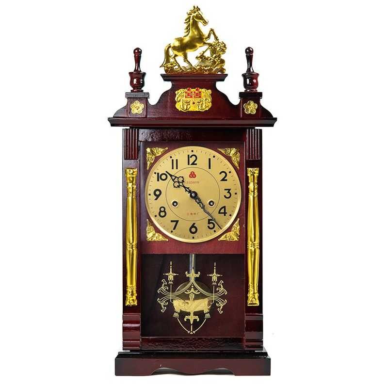 Mechanical Old-fashioned Wind-up Chain Pure Copper Movement Table Clock ...