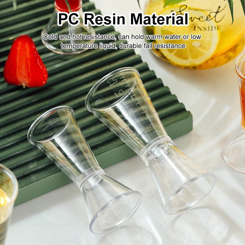 Double Clear Jigger Ounce Cup Plastic Resin Milk Tea Coffee Mixing Oz ...