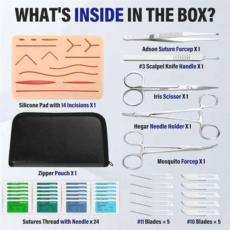 Abts-41Pcs Suturepractice Kit For Medicine Students Suture Training,Suture Kit Large Silicone ...