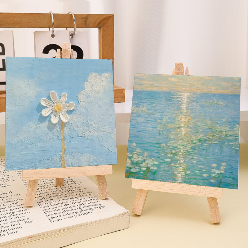 Mini Canvas and Easel Set - Wood Foldable Canvas Easel Stand Set - Tiny ...