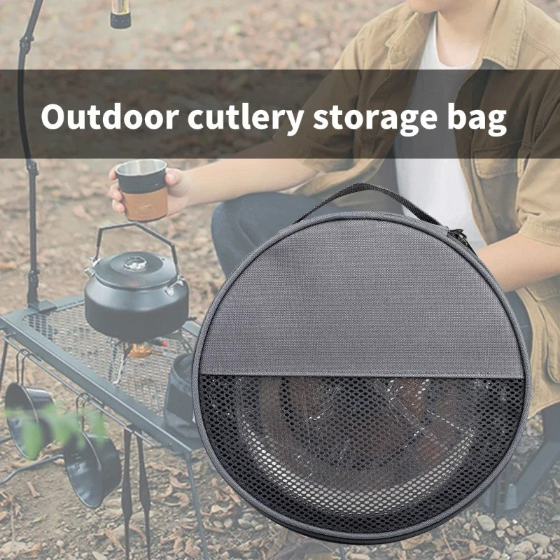 CCZedo Tableware Plate Storage Bag Cylinder Portable Mesh Cloth Outdoor ...