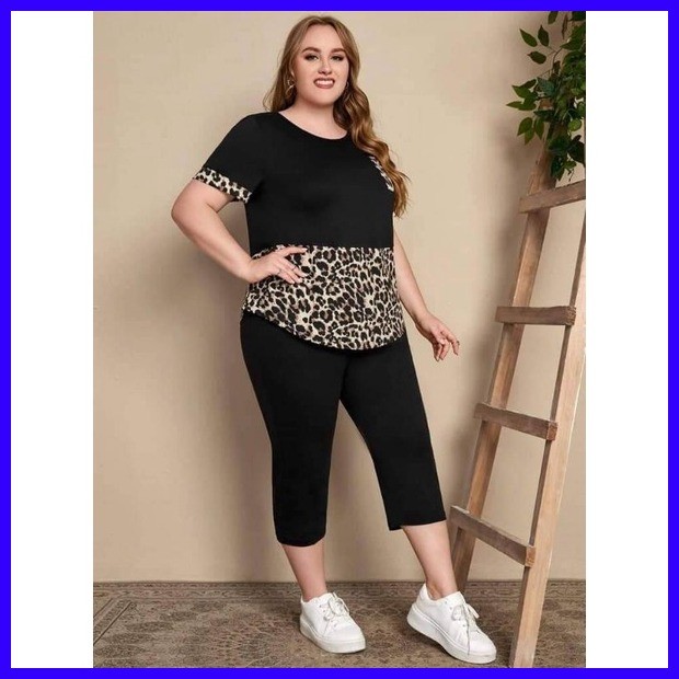 WOMENS LEOPARD PRINT PLUS SIZE SET COORDINATES TERNO (SIZE: M TO 6XL ...
