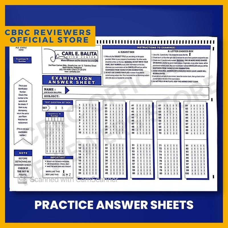 CBRC 5 Pieces Examination Answer SCANTRON Shading Practice Sheets ...
