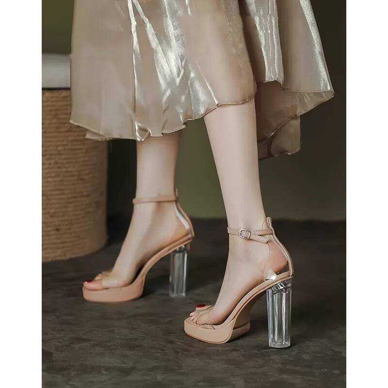 20 Crystal Glass Transparent High Heels Women 12Cm Summer Waterproof ...