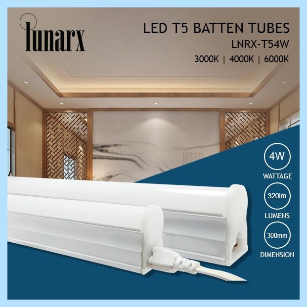 Lunarx Shadowless LED T5 Batten Tube Light Bar Industrial 4 Watts 300mm ...