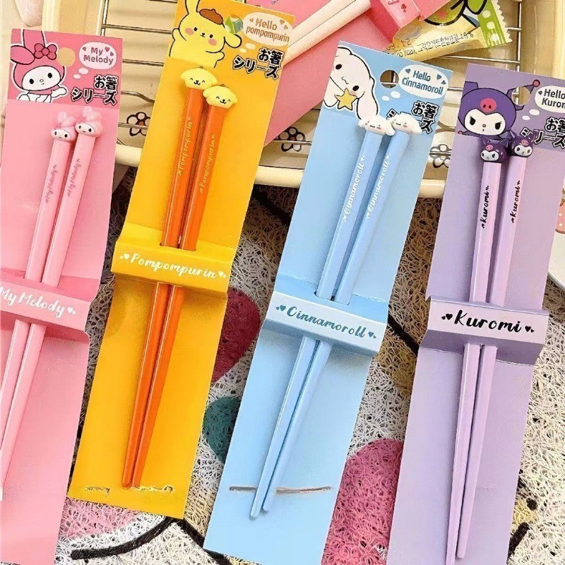 Kawaii KT Chopsticks Kuromi Cartoon Reusable Household High Temperature ...