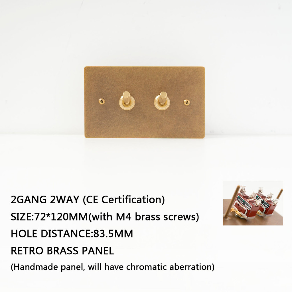 220V Retro Brass Plate Knurled Toggle Wall Light Switch LED Dimmer 10A ...