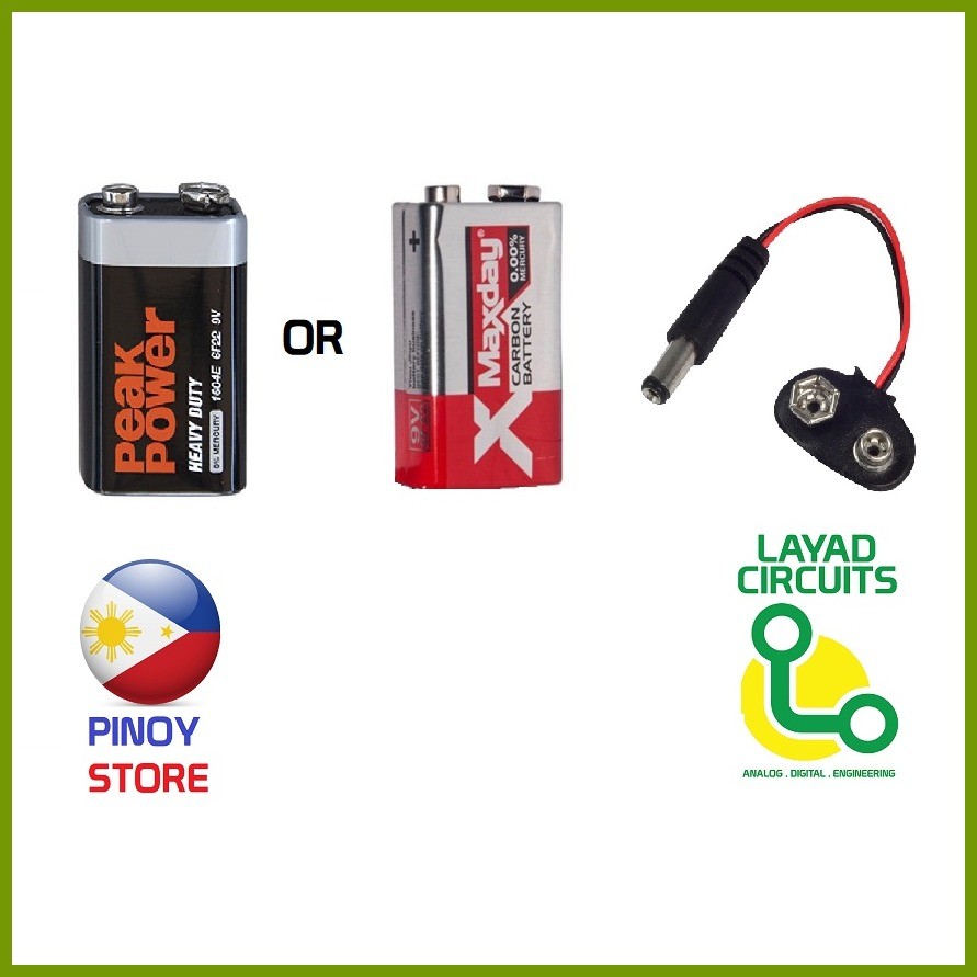 9V battery with 9V battery clip 5.5x2.1mm DC plug connector | Shopee ...
