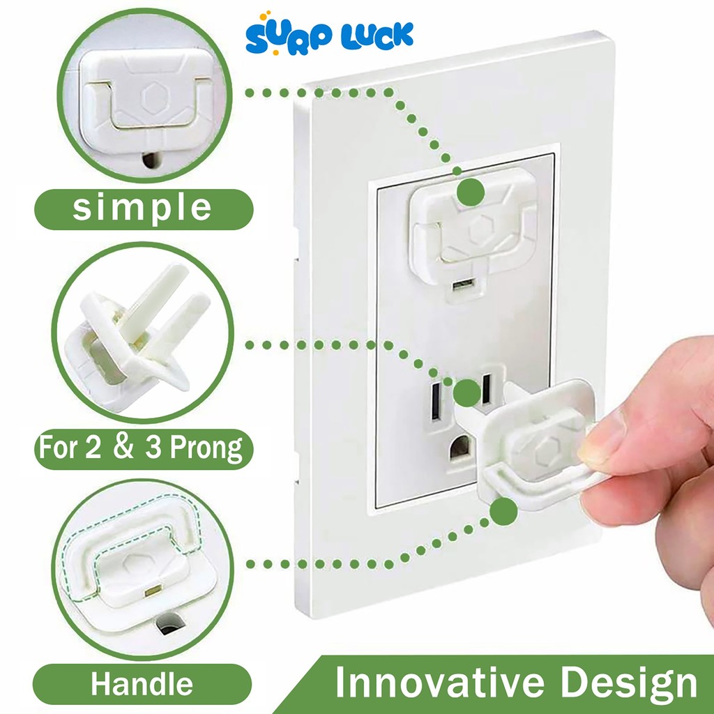 10Pcs Outlet Covers With Hidden Pull Handle Baby Proofing Plug 2/3 ...