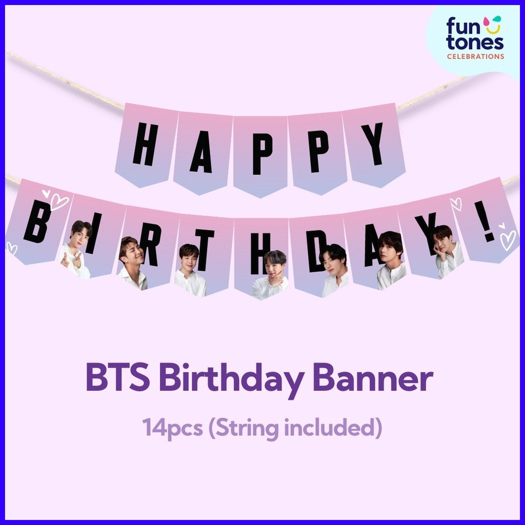 BTS Happy Birthday Bunting Banner / DIY BTS Theme Birthday | Shopee ...