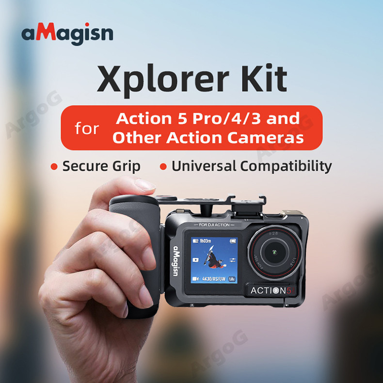 aMagisn Xplorer Grip Kit Street Photography for DJI Osmo Action 5 Pro/4/3 Ergonomic Anti-Slip ...