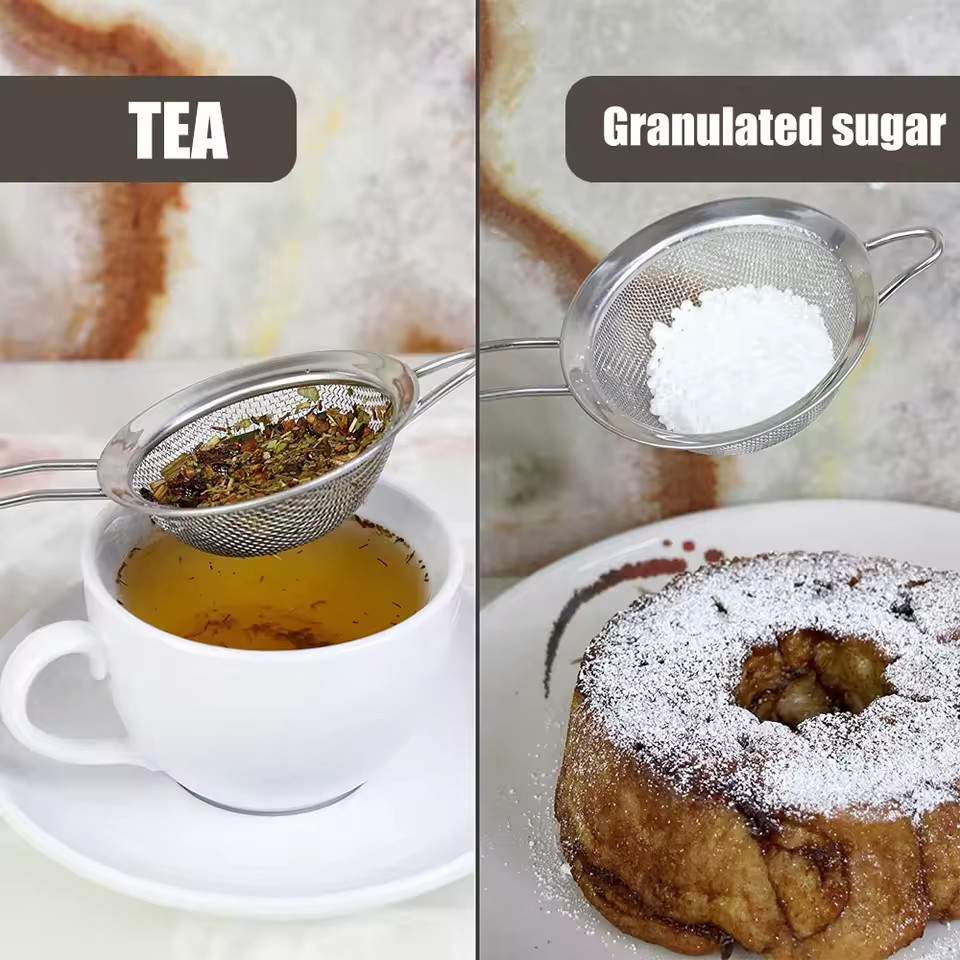 Stainless Steel Fine Mesh Food Strainer Sieve With Long Handle Kitchen ...