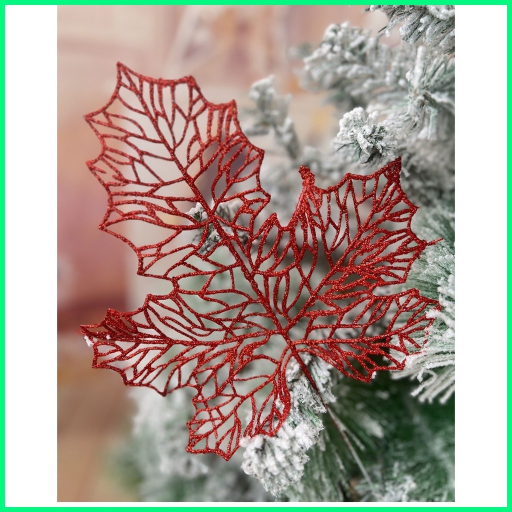 ♠ Cale 12pcs Christmas Tree Decoration Leaves New Maple Christmas Tree ...