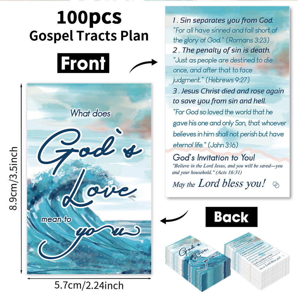 100Pcs Plan of Salvation Cards Gospel Tracts Pocket Holy Postcards ...