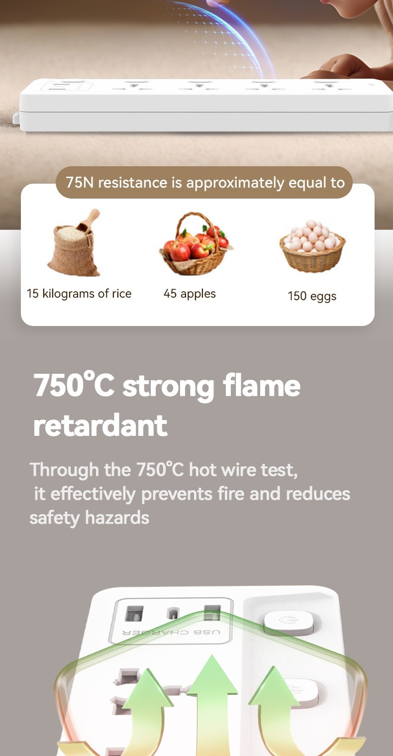 Deli Tools 2/3/4 Sockets Universal Power Extension 2 USB Ports 2M Power ...